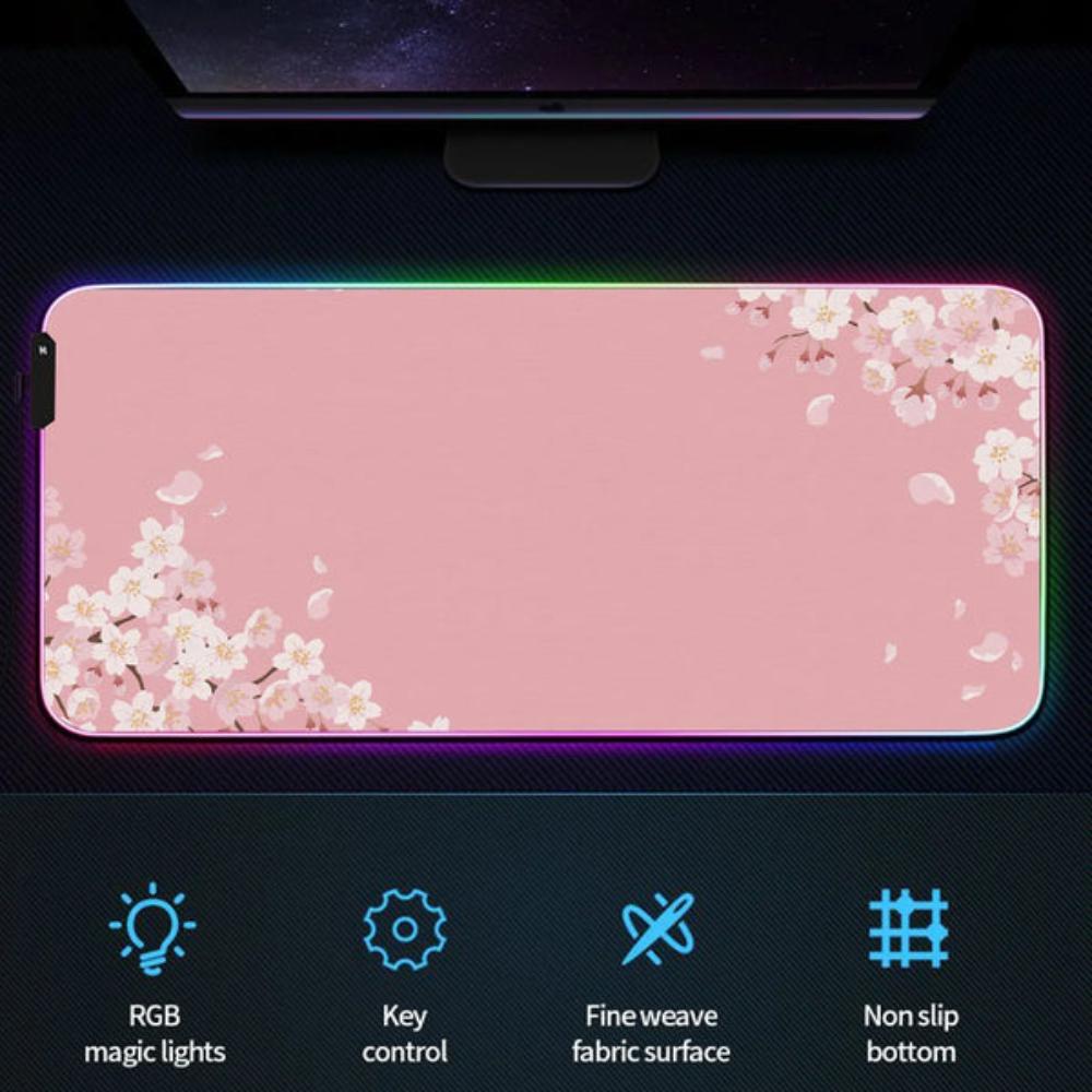 Pink Gaming Mouse Pad with RGB lighting – FujiGamer