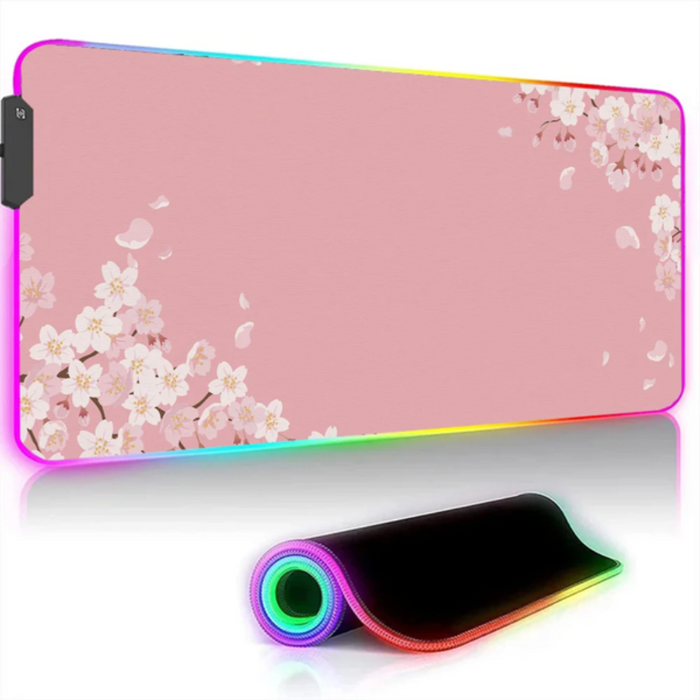Pink Gaming Mouse Pad with RGB lighting – FujiGamer