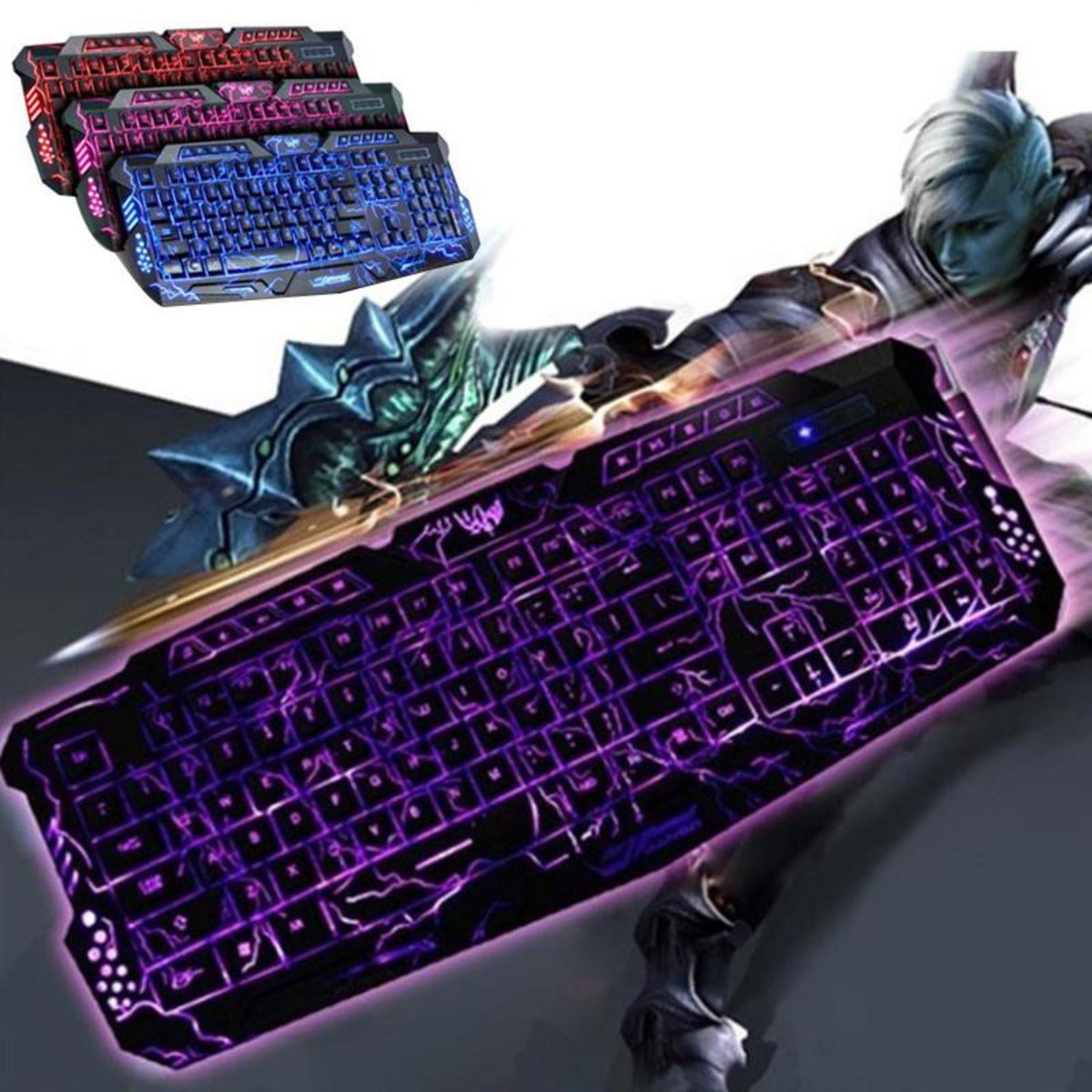 Z8V Wired 3 Backlight Ninja Dragons Gaming Keyboard with Ergonomics ...